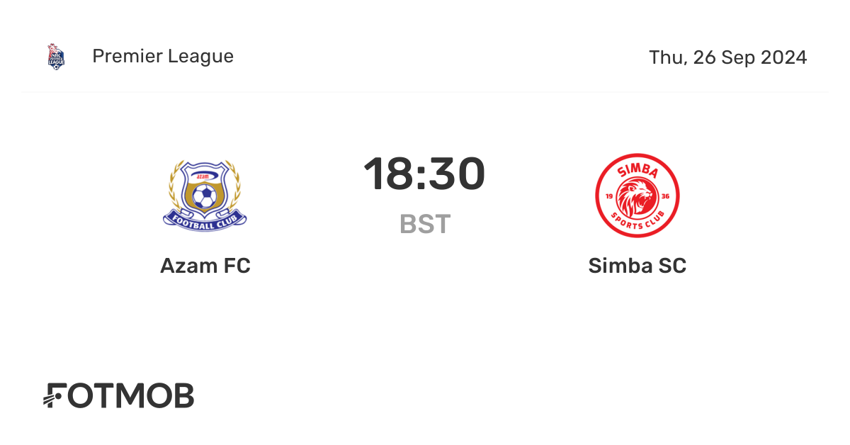 Azam FC vs Simba SC - live score, predicted lineups and H2H stats
