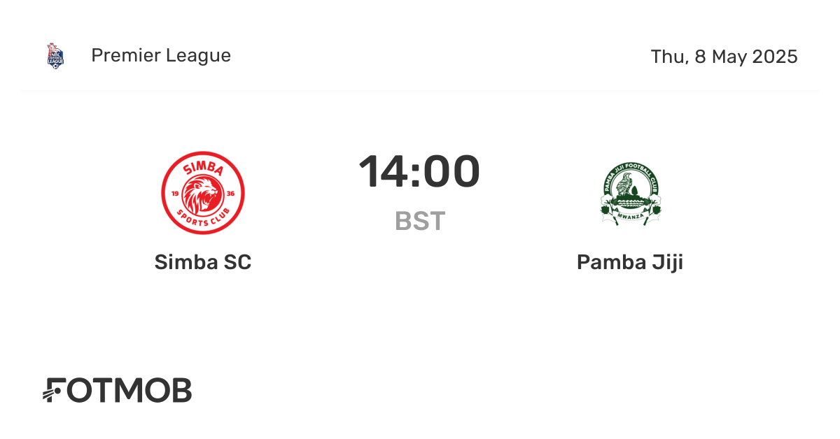 Simba SC vs Pamba SC - live score, predicted lineups and H2H stats