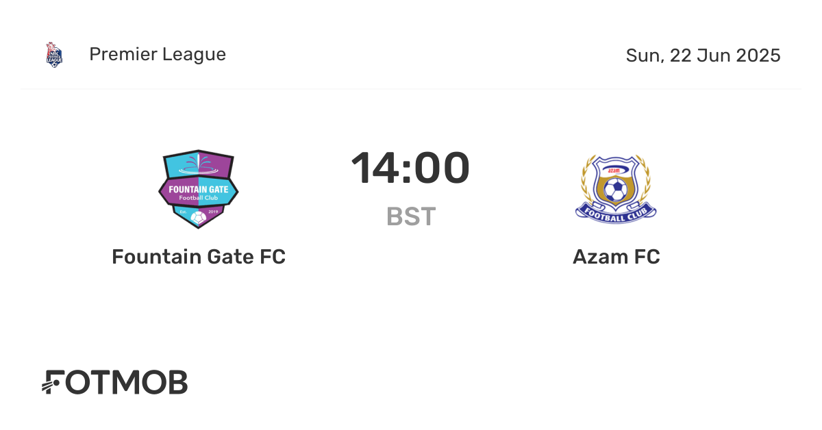 Fountain Gate FC vs Azam FC - live score, predicted lineups and H2H stats