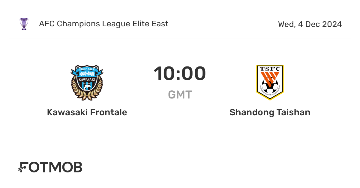 Kawasaki Frontale 대 Shandong Taishan - 실시간 점수, 예상 스타팅 라인업 및 H2H 통계