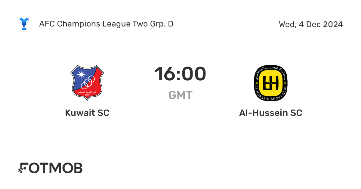 Kuwait SC vs Al-Hussein SC - live score, predicted lineups and H2H stats