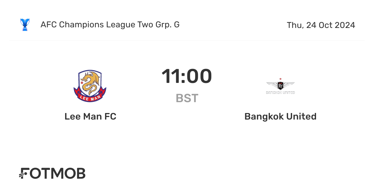 Lee Man FC vs Bangkok United - live score, predicted lineups and H2H stats