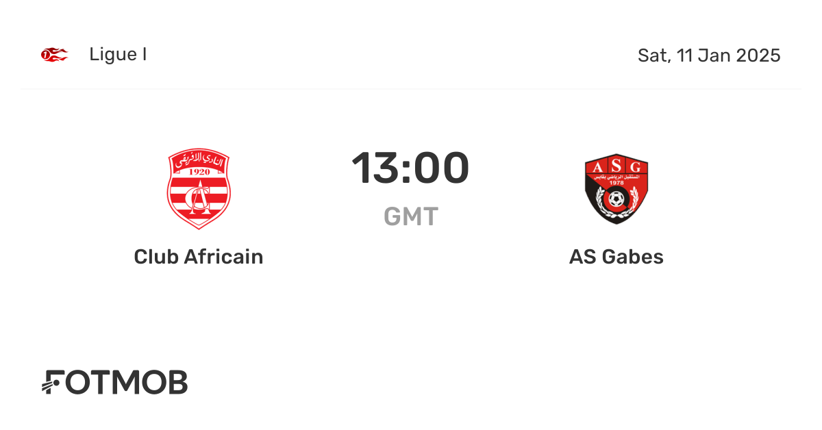 Club Africain contre AS Gabes - score en direct, compositions probables ...
