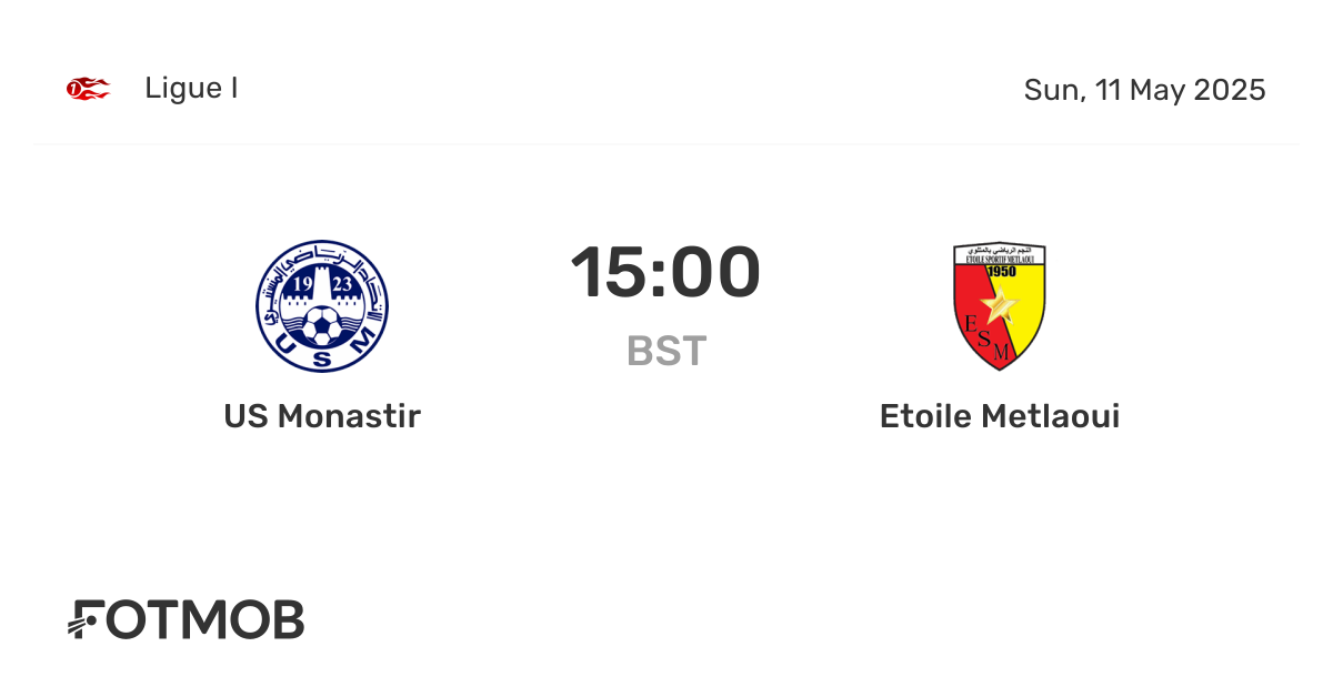 US Monastir vs Etoile Metlaoui - live score, predicted lineups and H2H ...