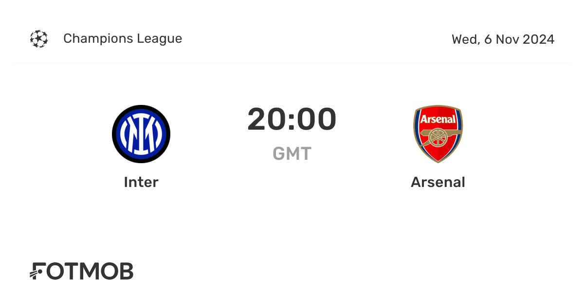 Inter vs Arsenal - live score, predicted lineups and H2H stats