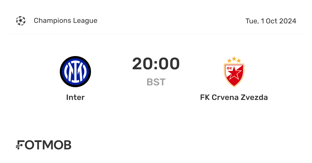 Inter vs FK Crvena Zvezda - live score, predicted lineups and H2H stats
