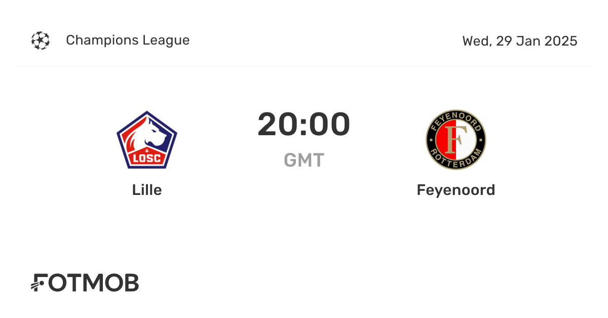 Lille vs Feyenoord - live score, predicted lineups and H2H stats