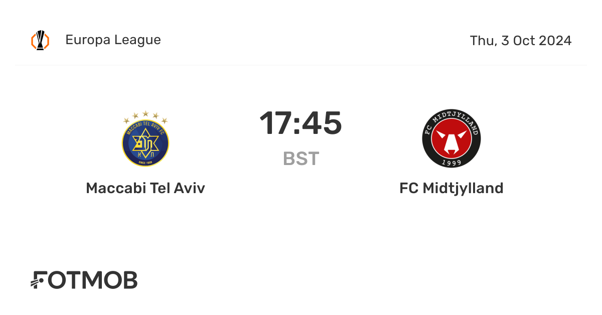 Maccabi Tel Aviv vs FC Midtjylland - live score, predicted lineups and H2H stats