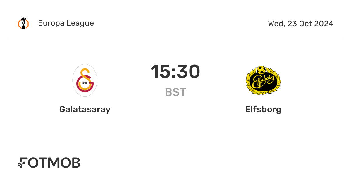 Galatasaray vs Elfsborg - live score, predicted lineups and H2H stats