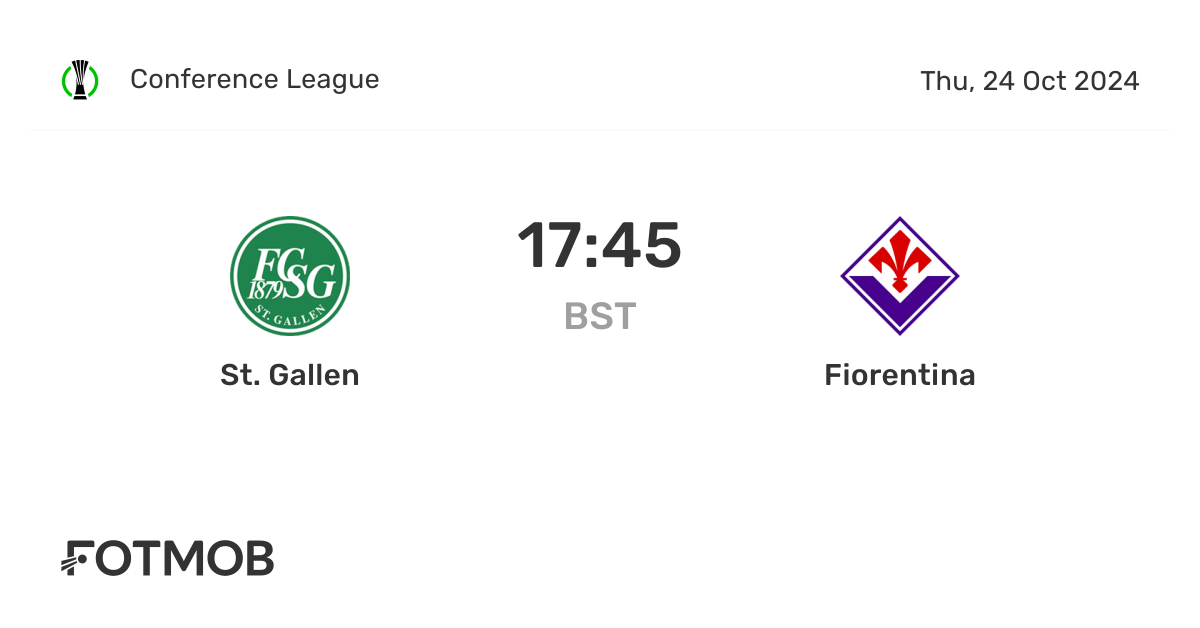 St. Gallen vs Fiorentina - live score, predicted lineups and H2H stats