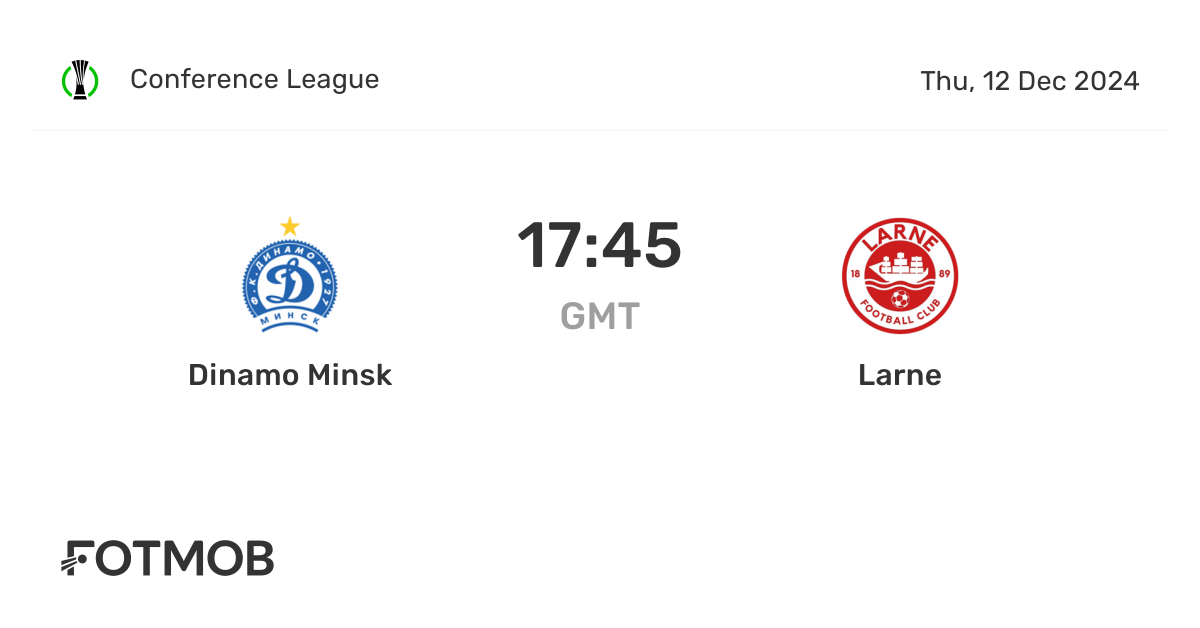 Dinamo Minsk vs Larne - live score, predicted lineups and H2H stats