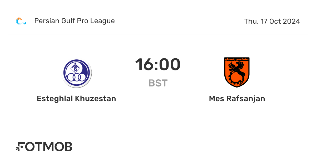 Esteghlal Khuzestan vs Mes Rafsanjan - live score, predicted lineups ...
