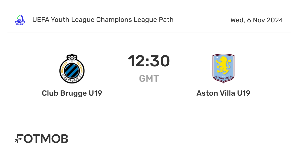 Club Brugge U19 vs Aston Villa U19 - marcador en vivo, alineaciones ...