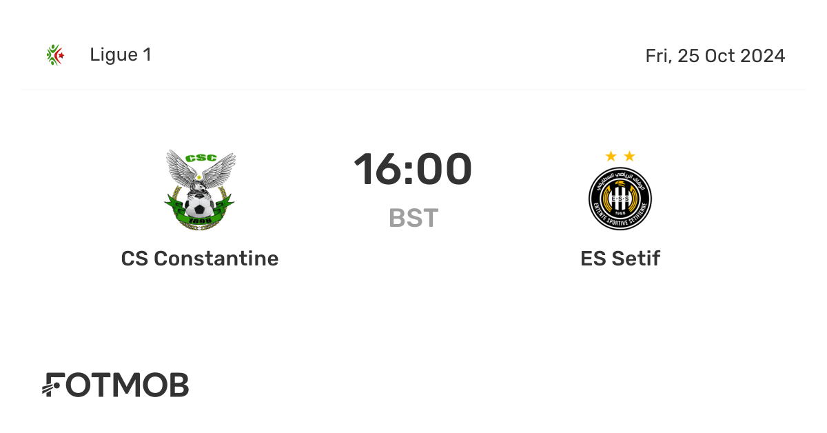 CS Constantine vs ES Setif - live score, predicted lineups and H2H stats