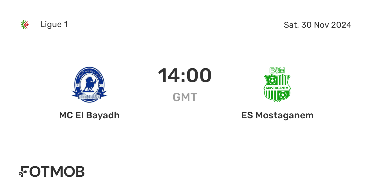 MC El Bayadh vs ES Mostaganem - live score, predicted lineups and H2H stats