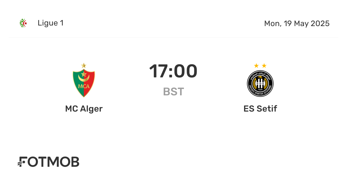 MC Alger vs ES Setif - live score, predicted lineups and H2H stats