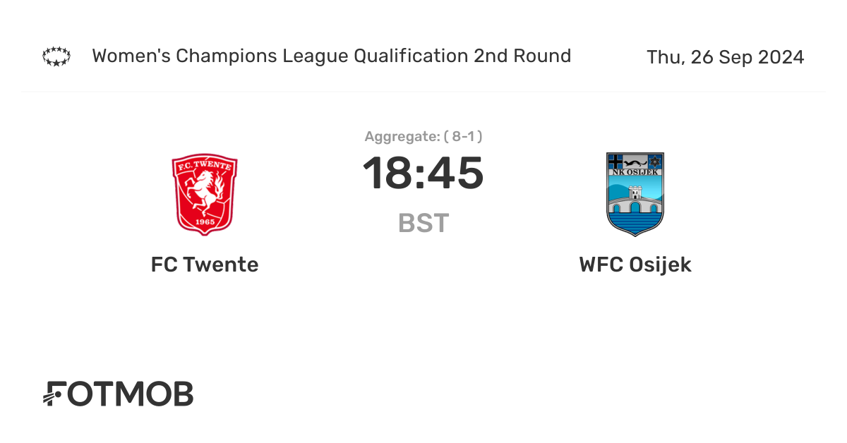 FC Twente vs WFC Osijek - live score, predicted lineups and H2H stats