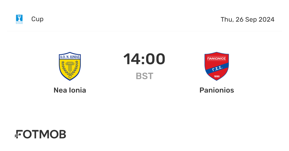 Nea Ionia vs Panionios - live score, predicted lineups and H2H stats