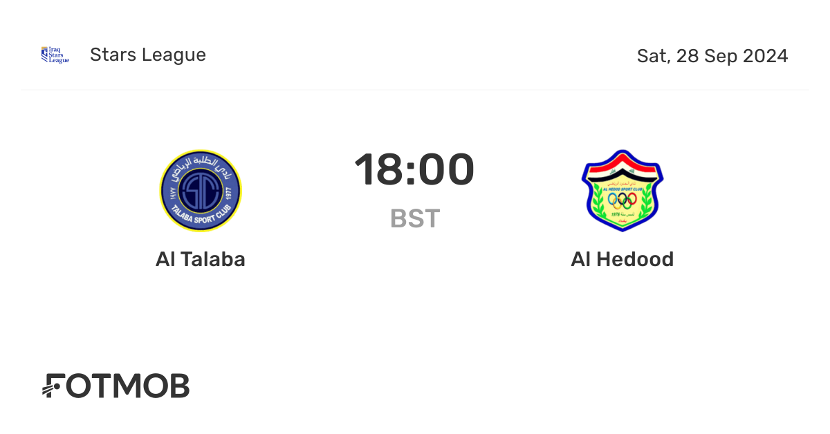 Al Talaba vs Al Hedood - live score, predicted lineups and H2H stats