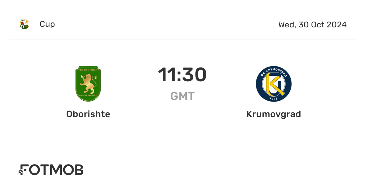 Oborishte vs Krumovgrad - live score, predicted lineups and H2H stats