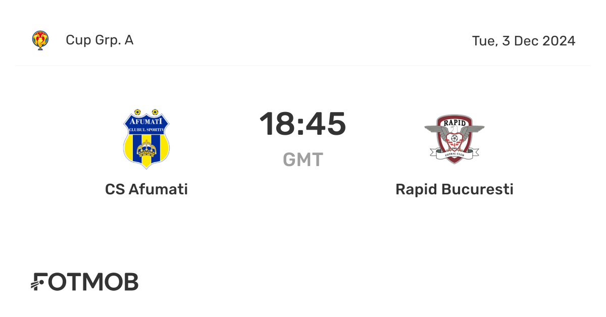 CS Afumati vs Rapid Bucuresti - live score, predicted lineups and H2H stats