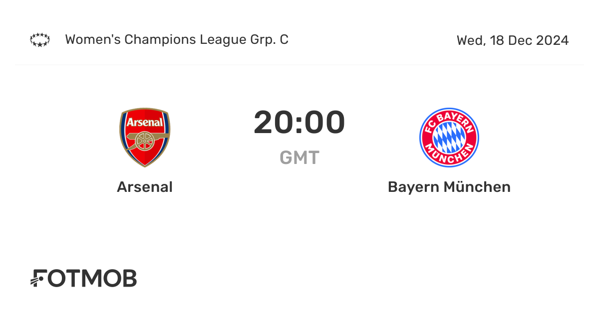 Arsenal vs Bayern München - live score, predicted lineups and H2H stats
