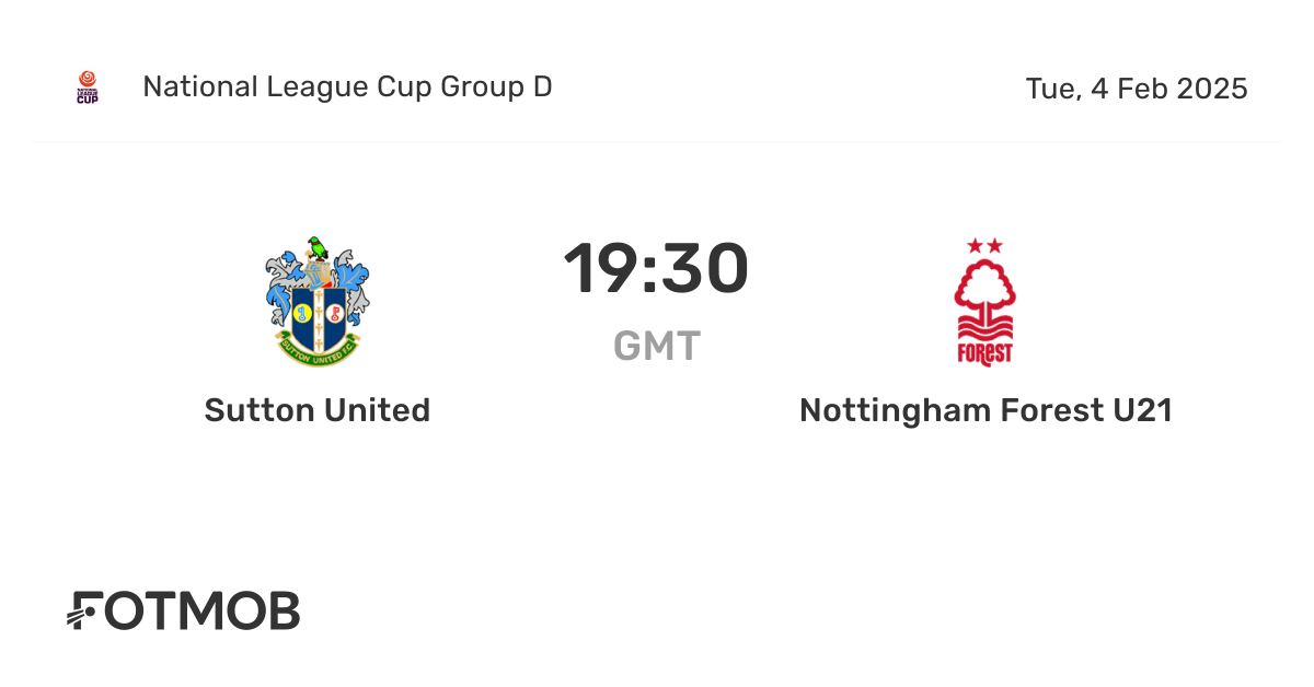 Sutton United vs Nottingham Forest Academy - marcador en vivo ...