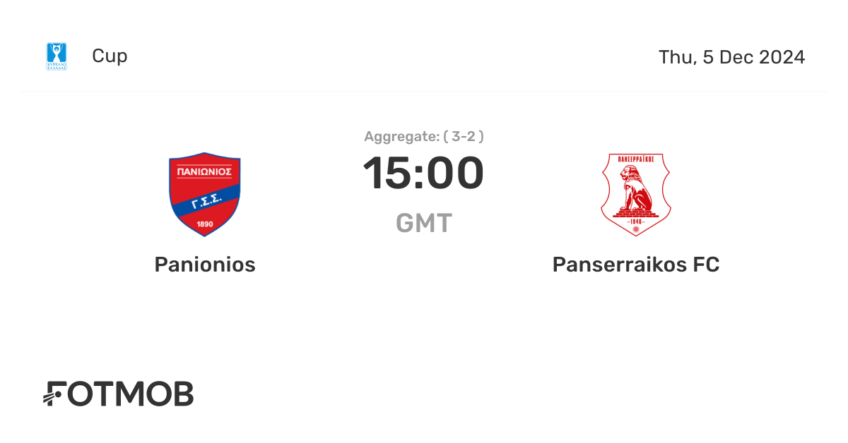 Panionios vs Panserraikos FC - live score, predicted lineups and H2H stats