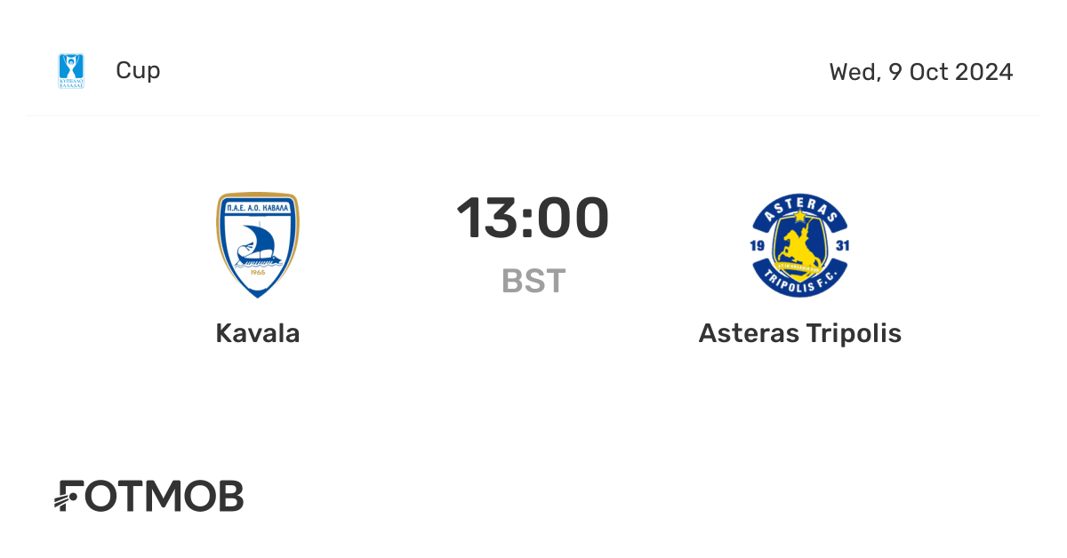 Kavala vs Asteras Tripolis - live score, predicted lineups and H2H stats