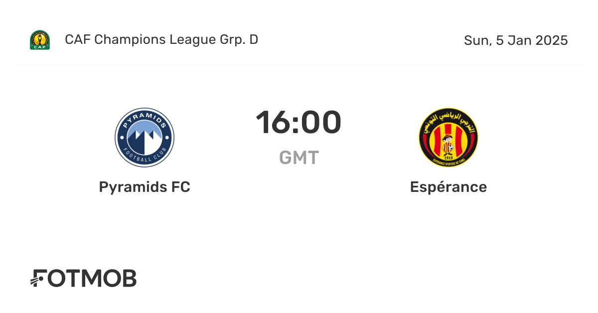 Pyramids FC vs Espérance - live score, predicted lineups and H2H stats