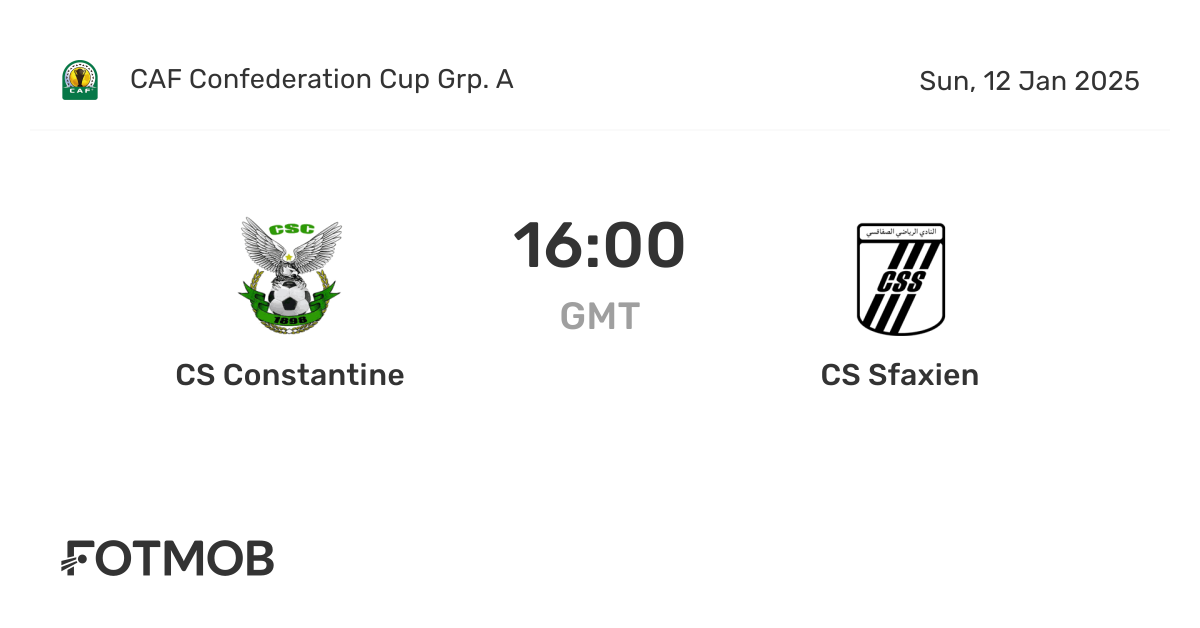 CS Constantine vs CS Sfaxien - live score, predicted lineups and H2H stats