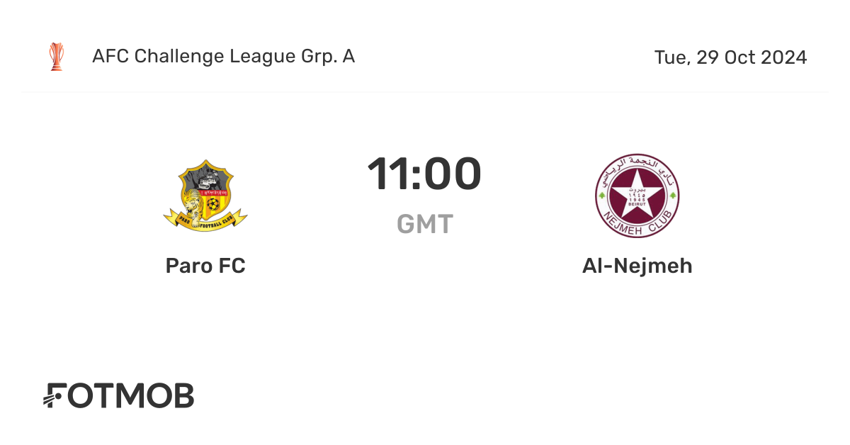 Paro FC vs Al-Nejmeh - live score, predicted lineups and H2H stats