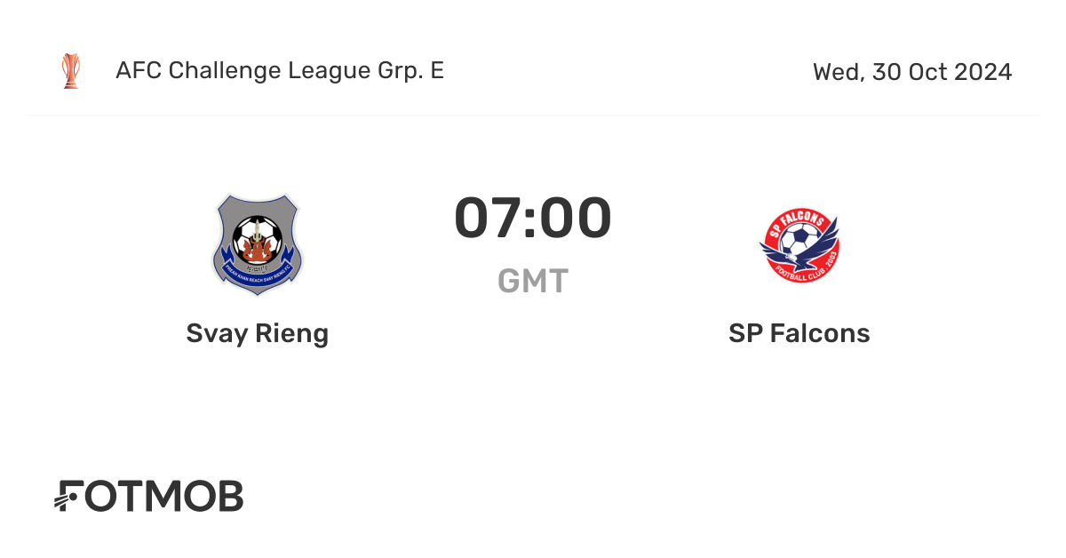 Svay Rieng vs SP Falcons - live score, predicted lineups and H2H stats