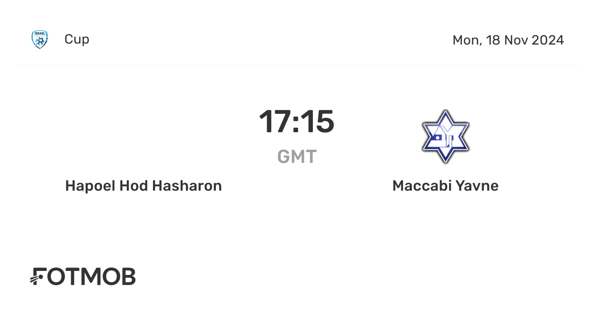 Hapoel Hod Hasharon vs Maccabi Yavne - live score, predicted lineups ...