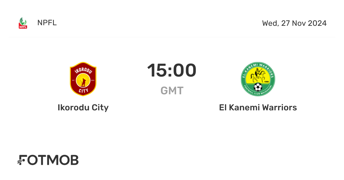 Ikorodu City vs El Kanemi Warriors - live score, predicted lineups and ...