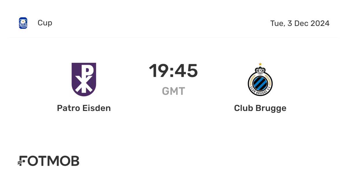 Patro Eisden vs Club Brugge - live score, predicted lineups and H2H stats