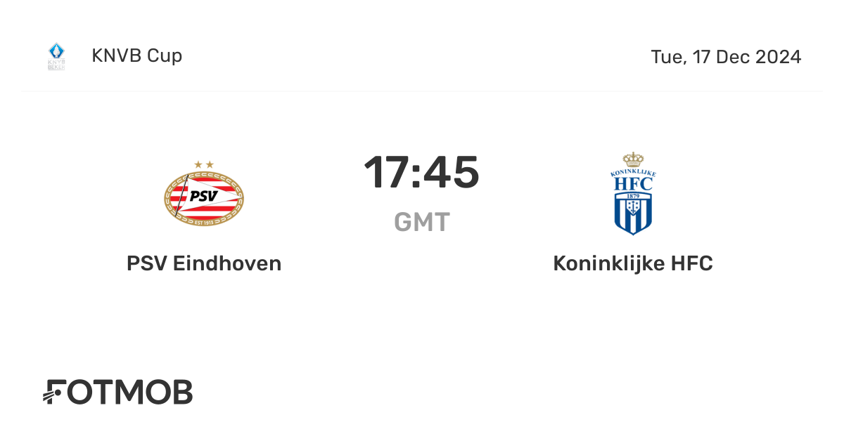 PSV Eindhoven vs Koninklijke HFC - live score, predicted lineups and H2H stats