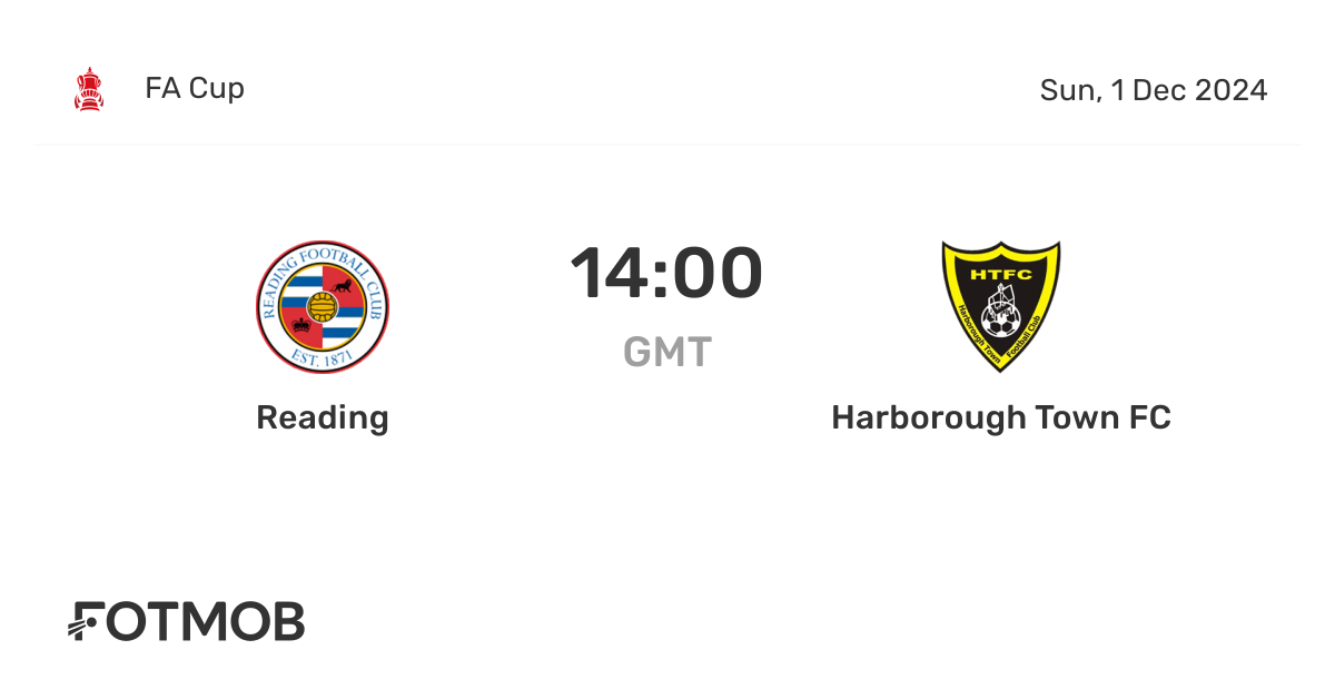 Reading vs Harborough Town FC - live score, predicted lineups and H2H stats