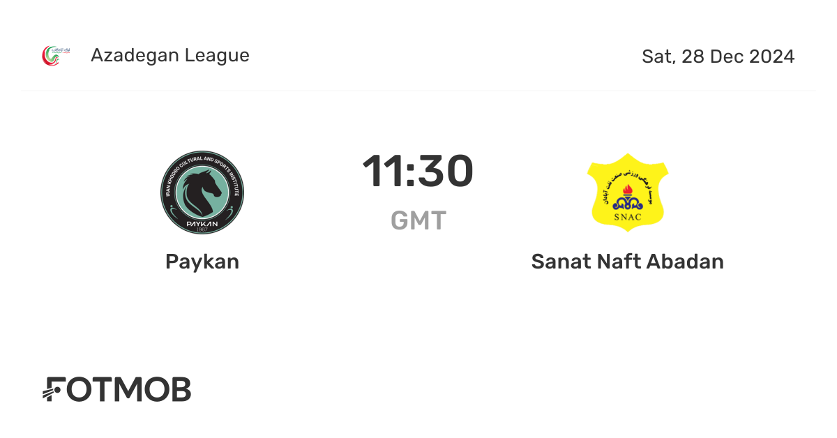 Paykan vs Sanat Naft Abadan - live score, predicted lineups and H2H stats