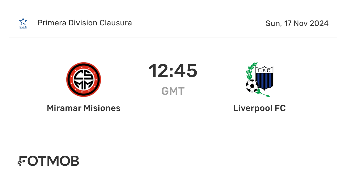 Miramar Misiones vs Liverpool FC - live score, predicted lineups and ...