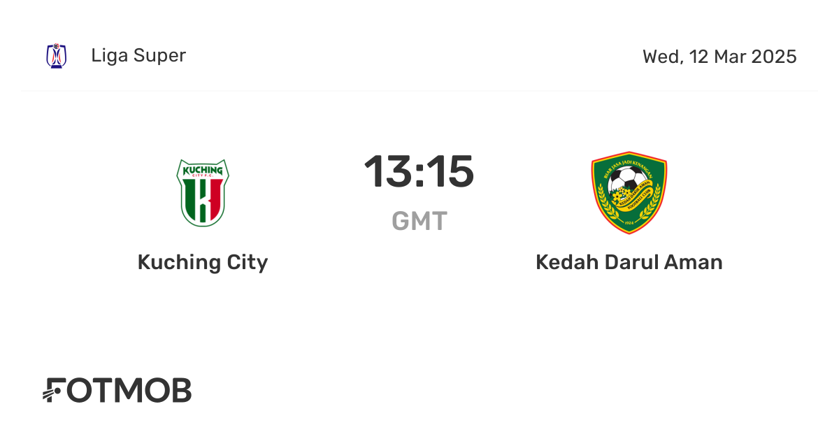 Kuching City vs Kedah Darul Aman - live score, predicted lineups and H2H stats