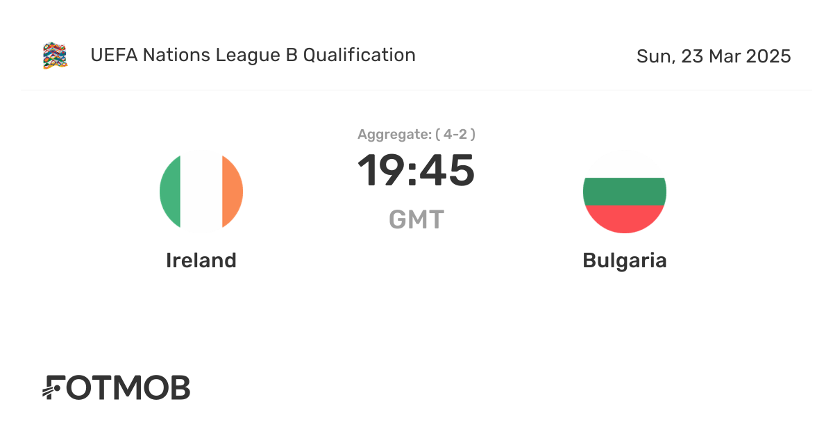 Ireland vs Bulgaria - live score, predicted lineups and H2H stats