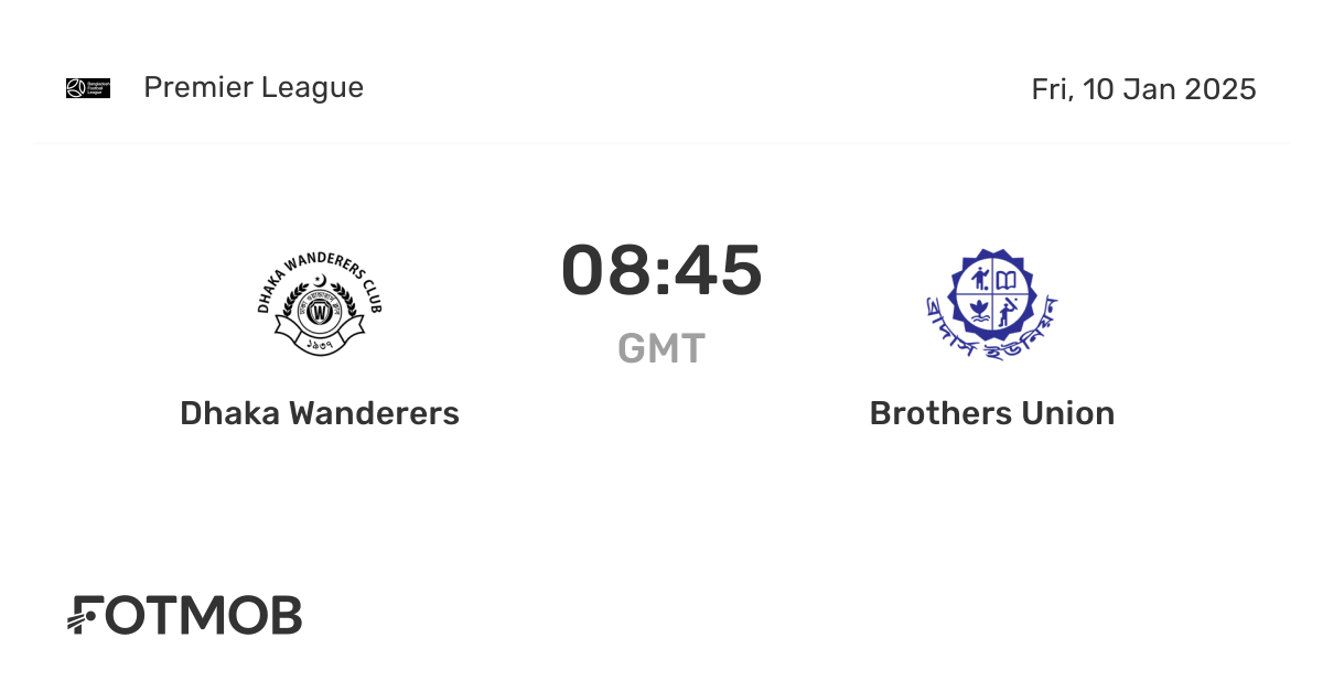 Dhaka Wanderers vs Brothers Union - marcador en vivo, alineaciones previstas y estadísticas H2H