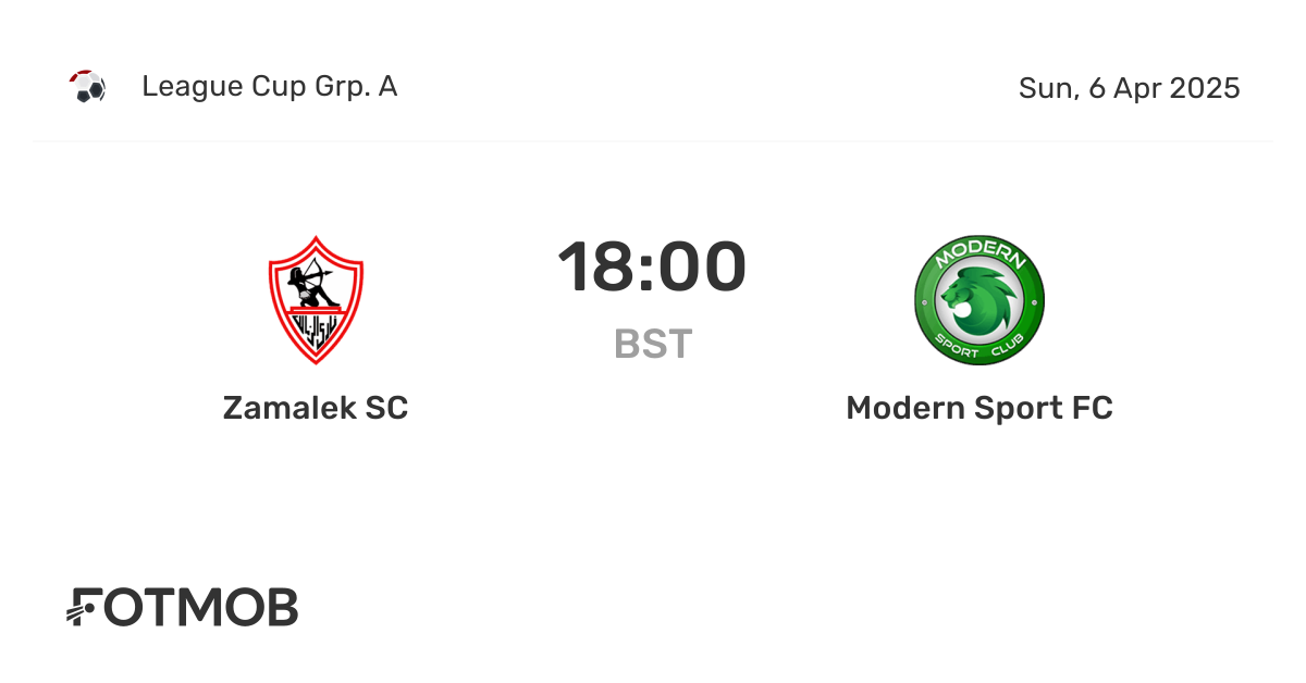 Zamalek SC vs Modern Sport FC - live score, predicted lineups and H2H stats