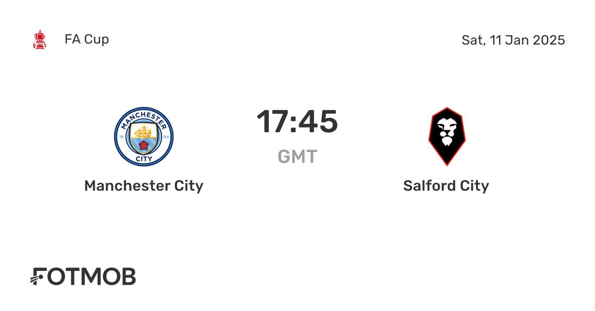 Manchester City vs Salford City - live score, predicted lineups and H2H ...
