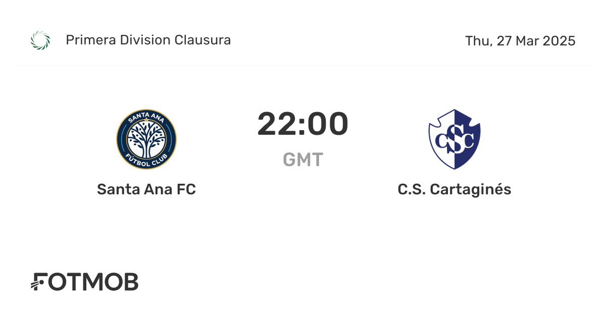 Santa Ana FC vs C.S. Cartaginés - live score, predicted lineups and H2H ...