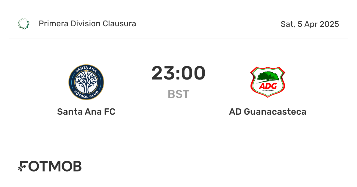 Santa Ana FC vs AD Guanacasteca - marcador en vivo, alineaciones ...