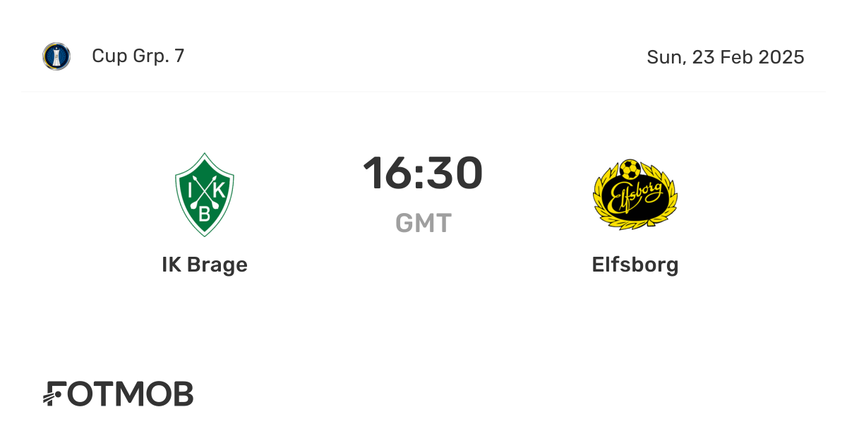IK Brage vs Elfsborg - live score, predicted lineups and H2H stats