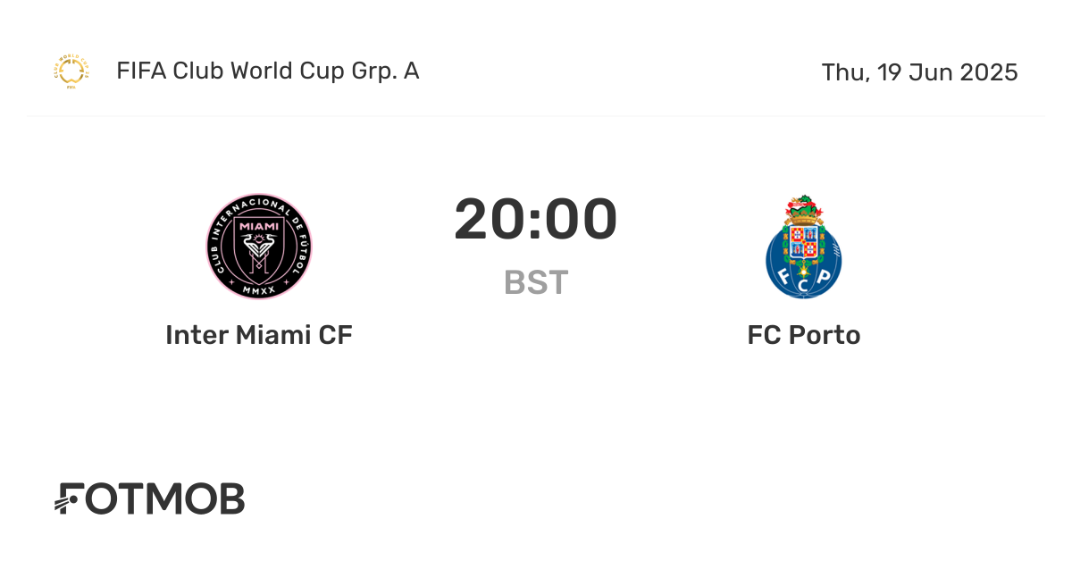 Inter Miami CF vs FC Porto - live score, predicted lineups and H2H stats