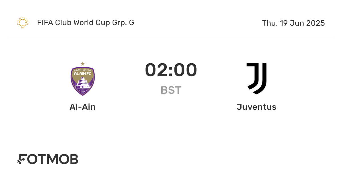 Al-Ain vs Juventus - live score, predicted lineups and H2H stats